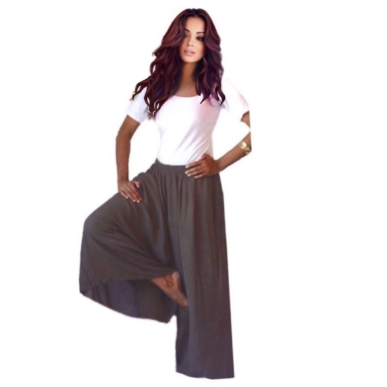 Palazzo Pant Women's Clothing Gauchos Elastic Waist Style LotusTraders ...