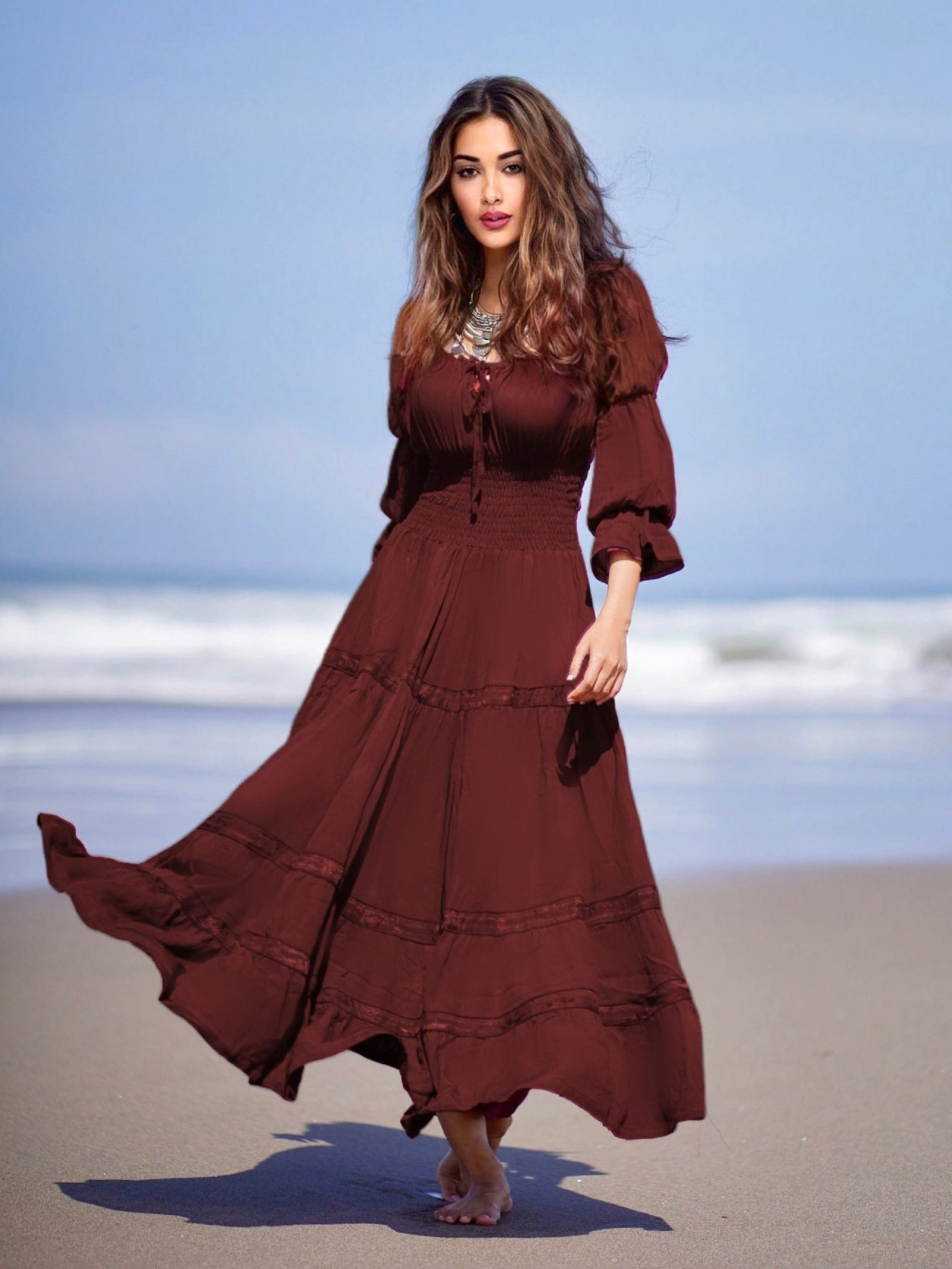 Red Dress, Cottagecore, Peasant Mexican, CottageGoth Dress, Gypsy ...