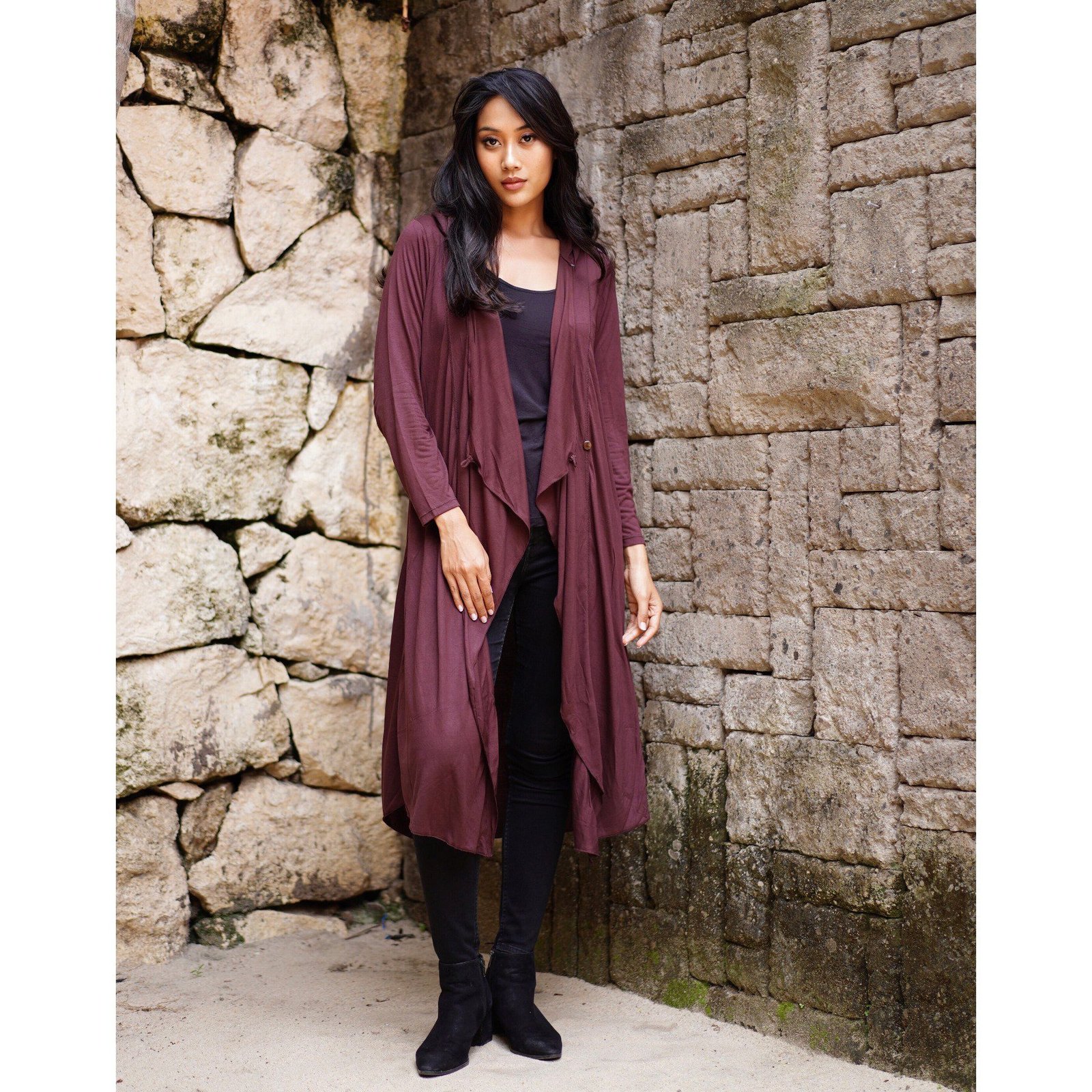 Jacket Wrap, Asymmetric, Coat, Hooded Jacket, Stretch Jersey, C6721 ...