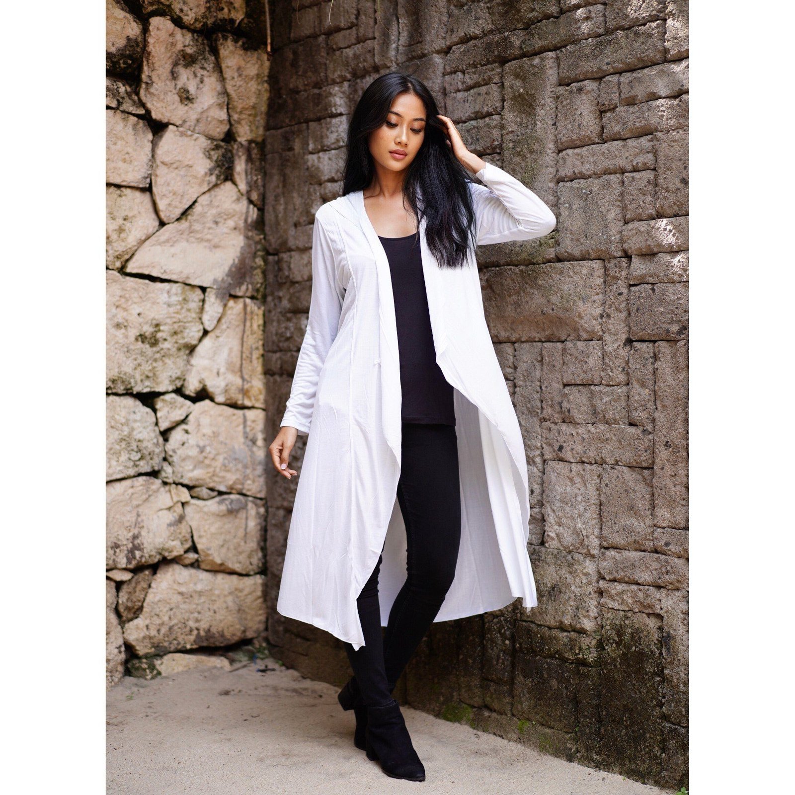 Jacket Wrap, Asymmetric, Coat, Hooded Jacket, Stretch Jersey, C6721 ...