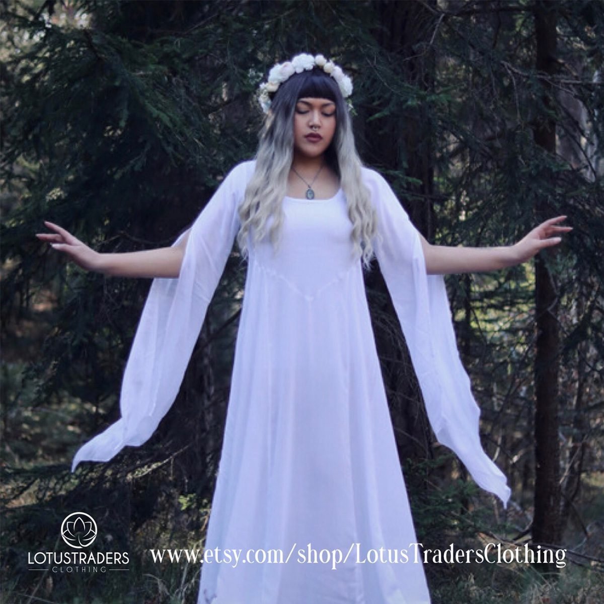 Boho Maxi Dress, Cottagegoth, Renaissance, Wiccan, Flowing Sleeve ...