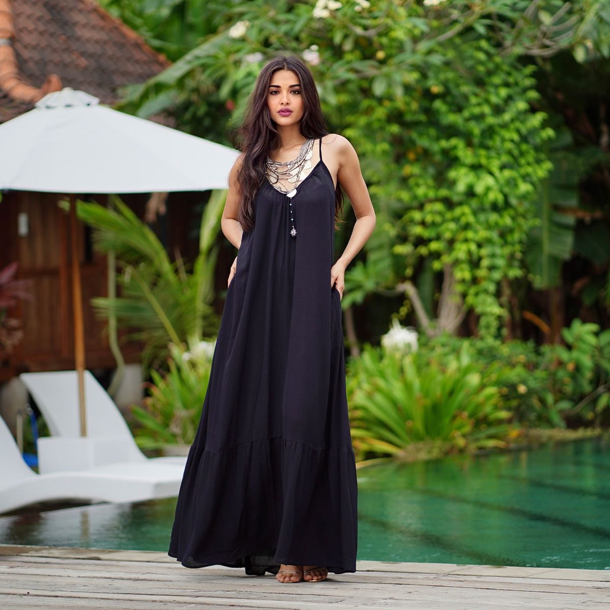 Maxi Dress, Pocket Dress, Belted Sundress, Bohemian Dress, Renaissance ...