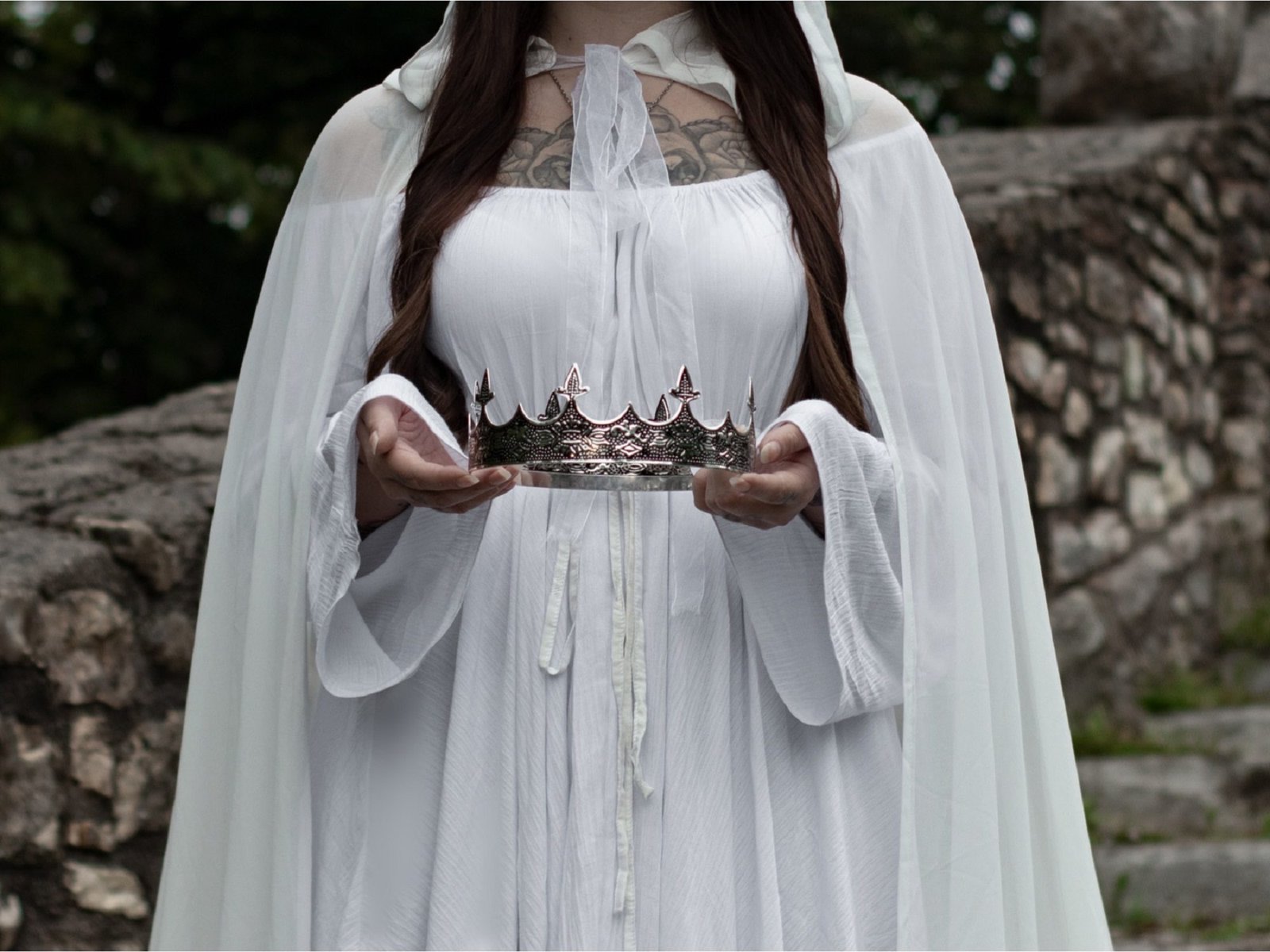 White Cape, Hooded Cape, Costume Cape, Fairytale Fantasy Cloak, druid ...