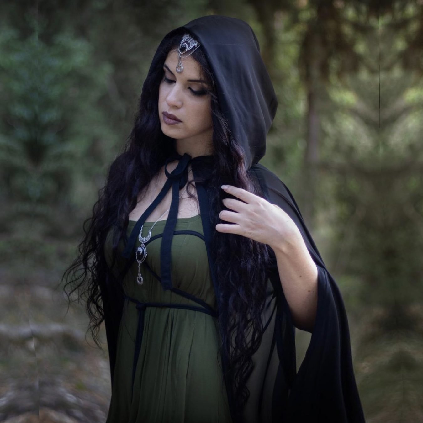 Costume Cape, Black Cape, Hooded Cape, Fairytale Fantasy Cloak, druid ...