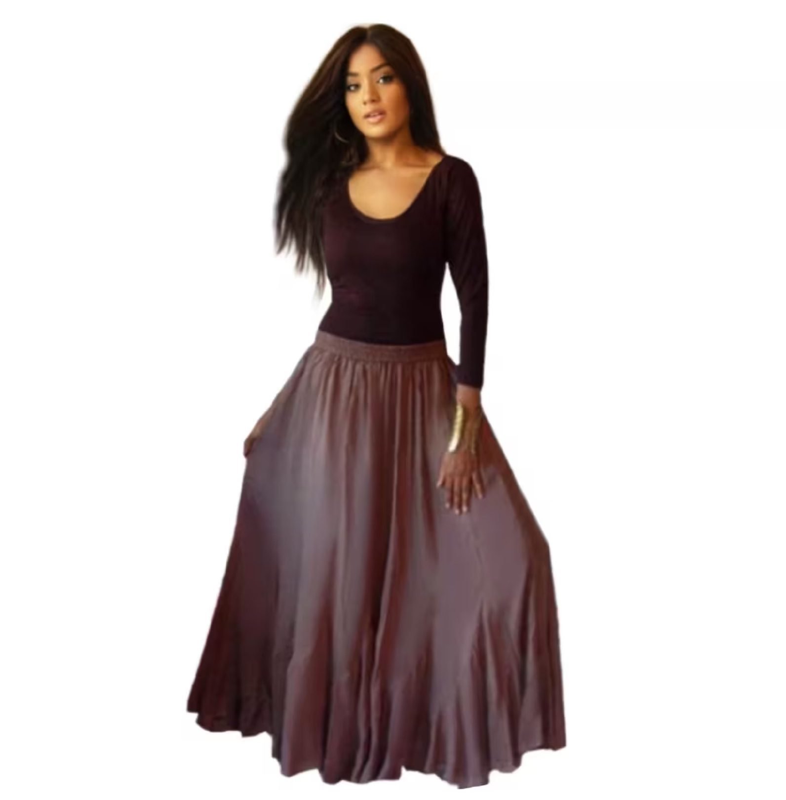 Maxi Skirt, Boho Skirt, Angle Hem, Multi Panel Flare Skirt, Elastic ...